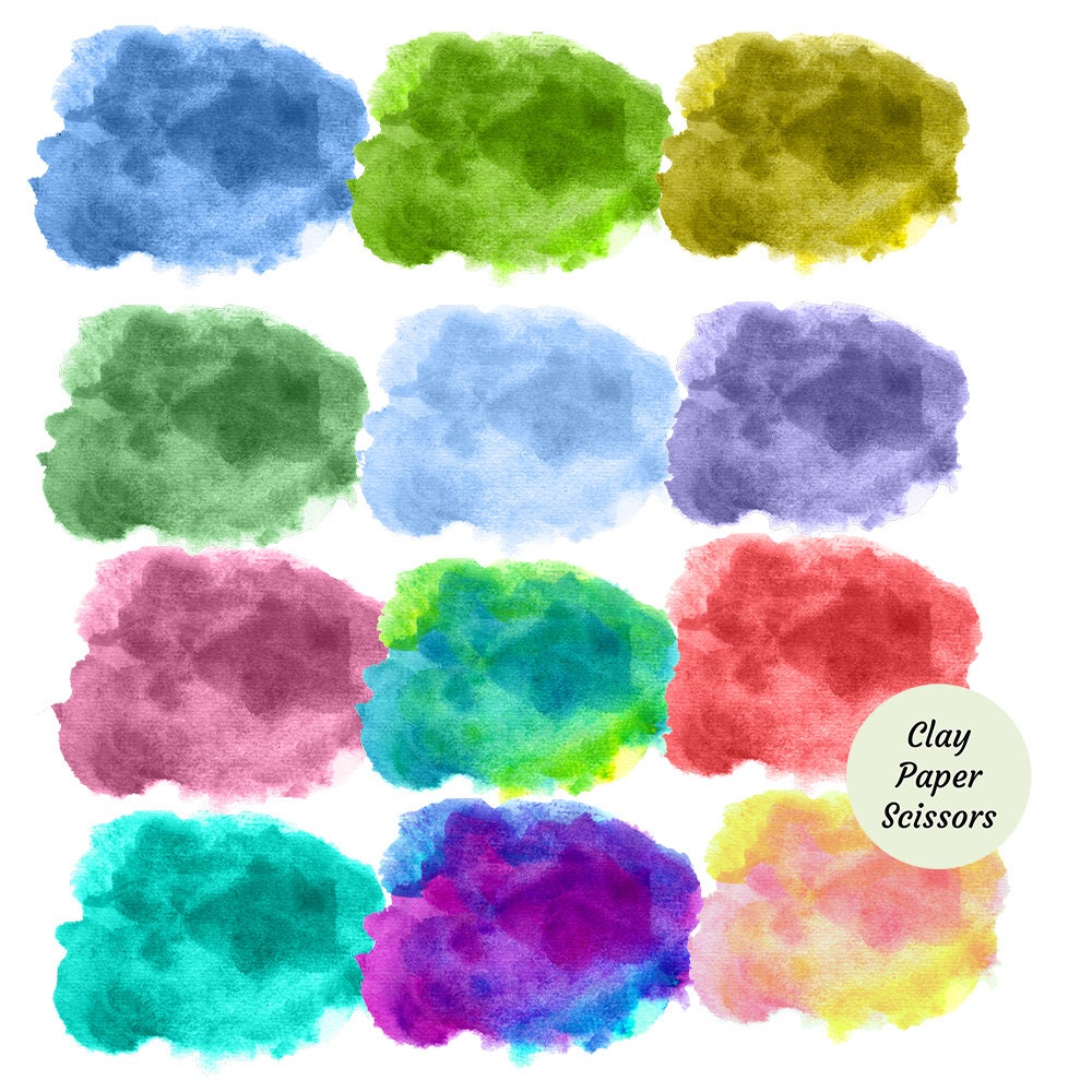 Paper, Party & Kids Clip Art & Image Files 300 DPI Watercolor Swatches ...