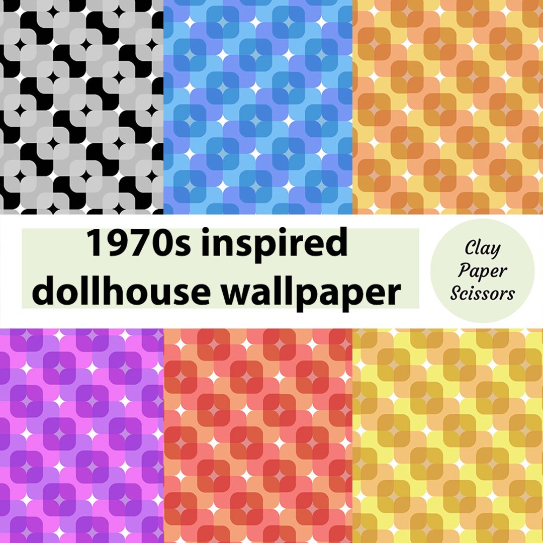 Retro 1970s Inspired Design Printable Paper for Dollhouse Wallpaper or Junk Journals. 8.5"x11 ...