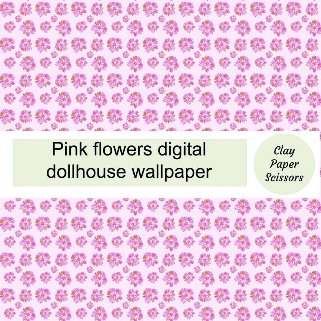 Pink Flowers Design Printable Paper for Dollhouse Wallpaper or Junk ...
