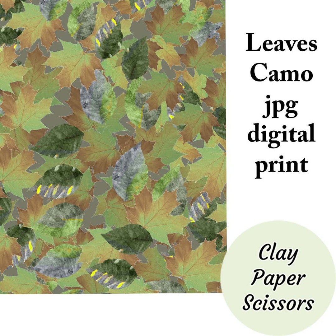 Leaves Camo Pattern Digital Scrapbooking Paper for Crafts. Camouflage ...
