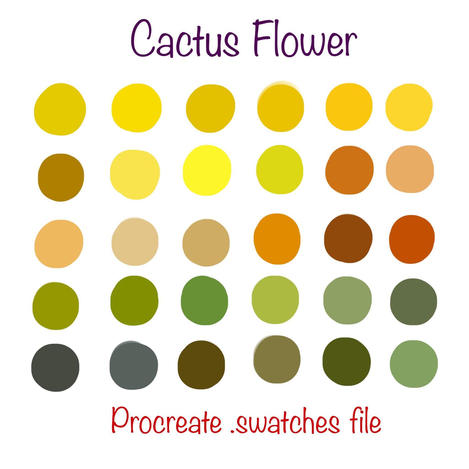 Cactus Flower Procreate Color Palette and Hex Codes, .swatches File ...