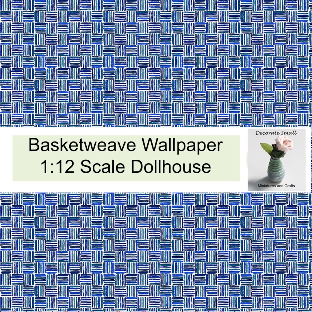 Blue Basketweave Design Printable Paper for Dollhouse Wallpaper or Junk ...