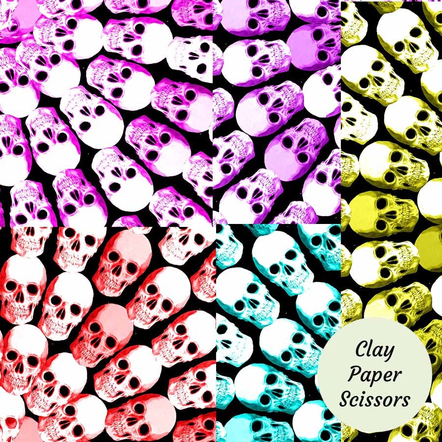 Colored Spiral Skulls Digital Paper Download for Printable - Etsy