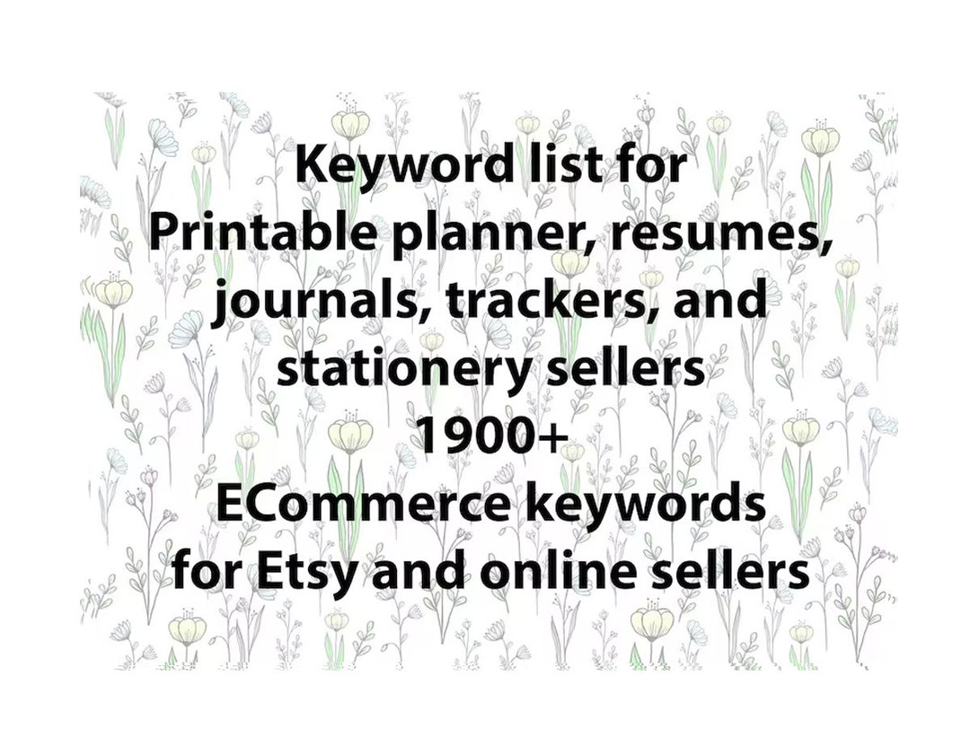 Keyword List for Printable Resumes, Journals, Stationery, Planners, and ...