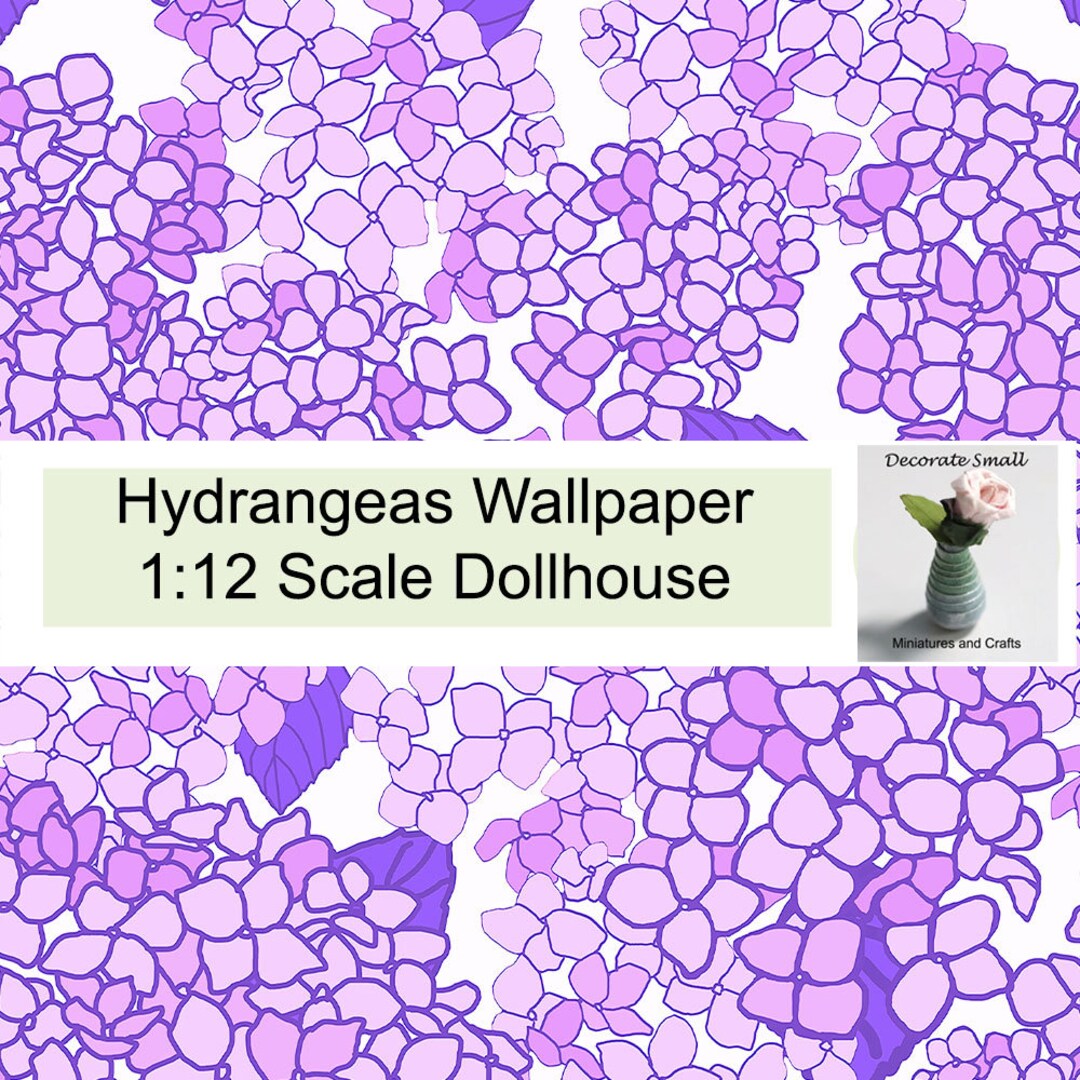 Lavender Hydrangeas Design Printable Paper for Dollhouse Wallpaper or ...
