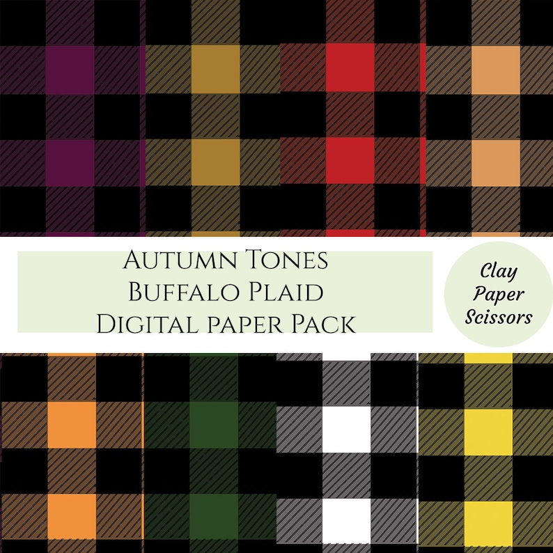 Fall Colors Buffalo Plaid Digital Paper Pack for Scrapbooking - Etsy