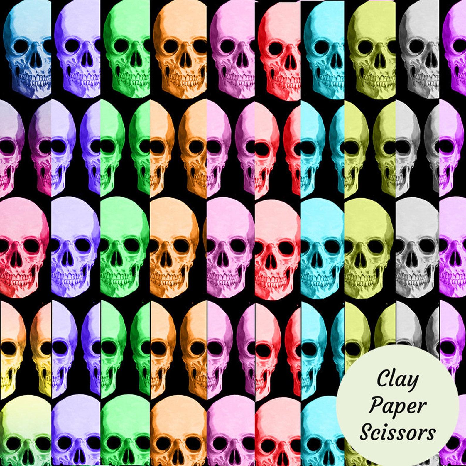 Colored Skulls Digital Paper Download for Printable Scrapbook - Etsy