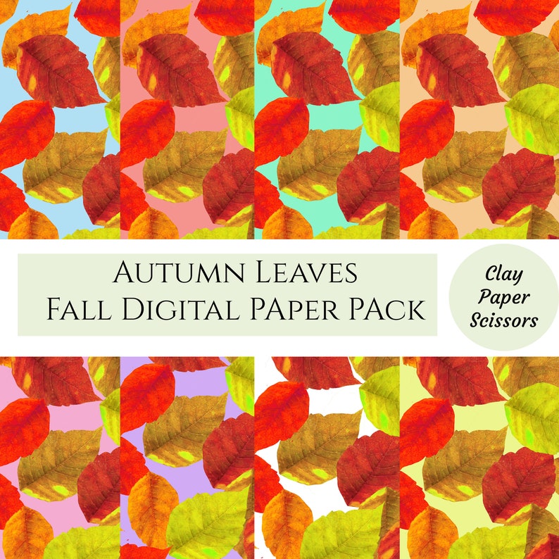 Autumn Leaves Fall Digital Paper Pack for Scrapbooking and - Etsy