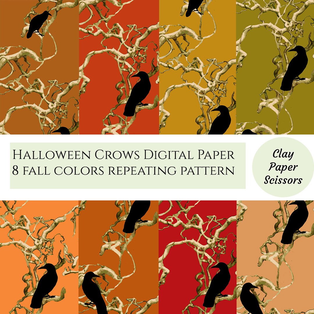 Halloween Crows Digital Paper Pack Downloadable Printables - Etsy