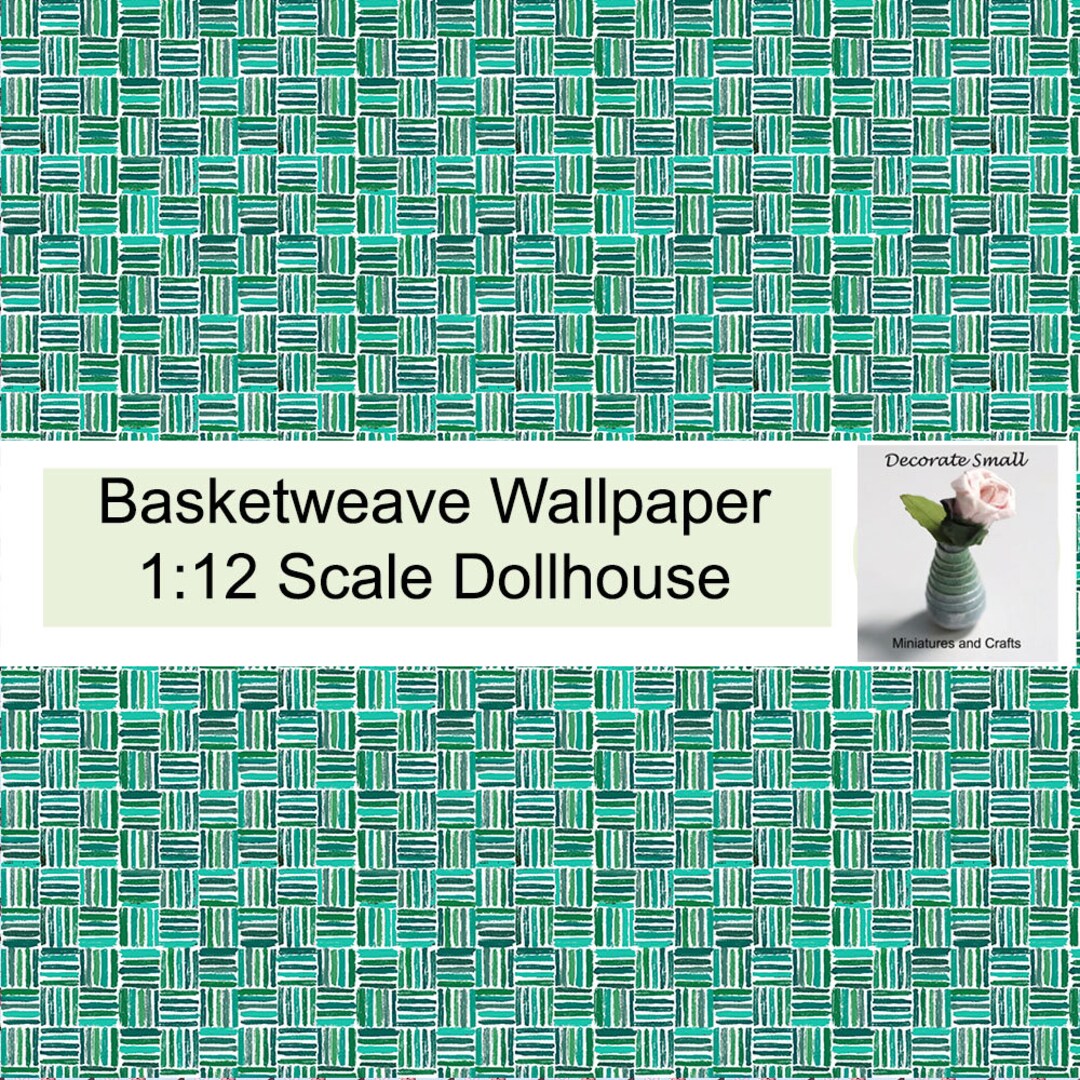 Green Basketweave Design Printable Paper for Dollhouse Wallpaper or ...
