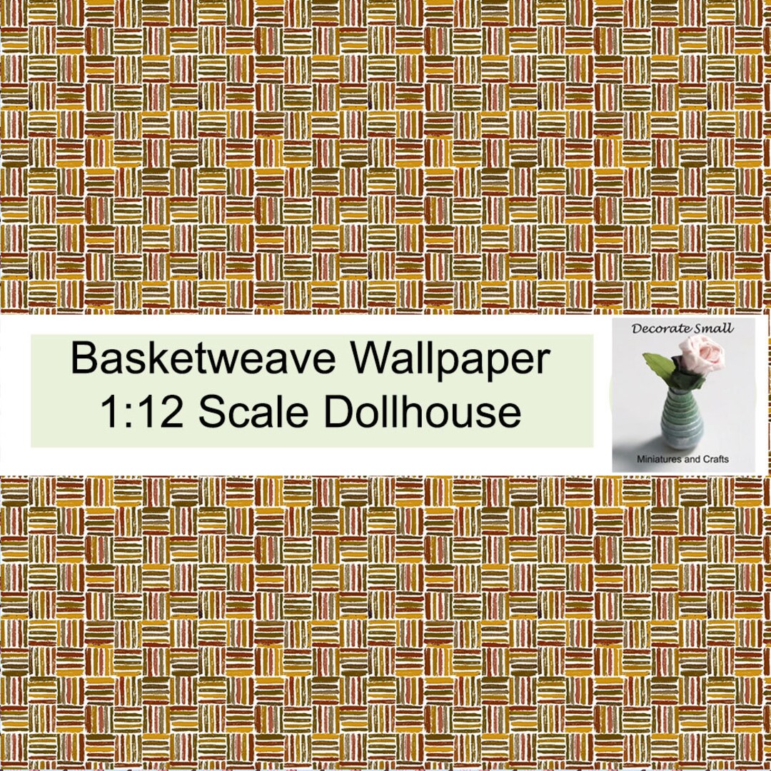 Orange Basketweave Design Printable Paper for Dollhouse Wallpaper or ...