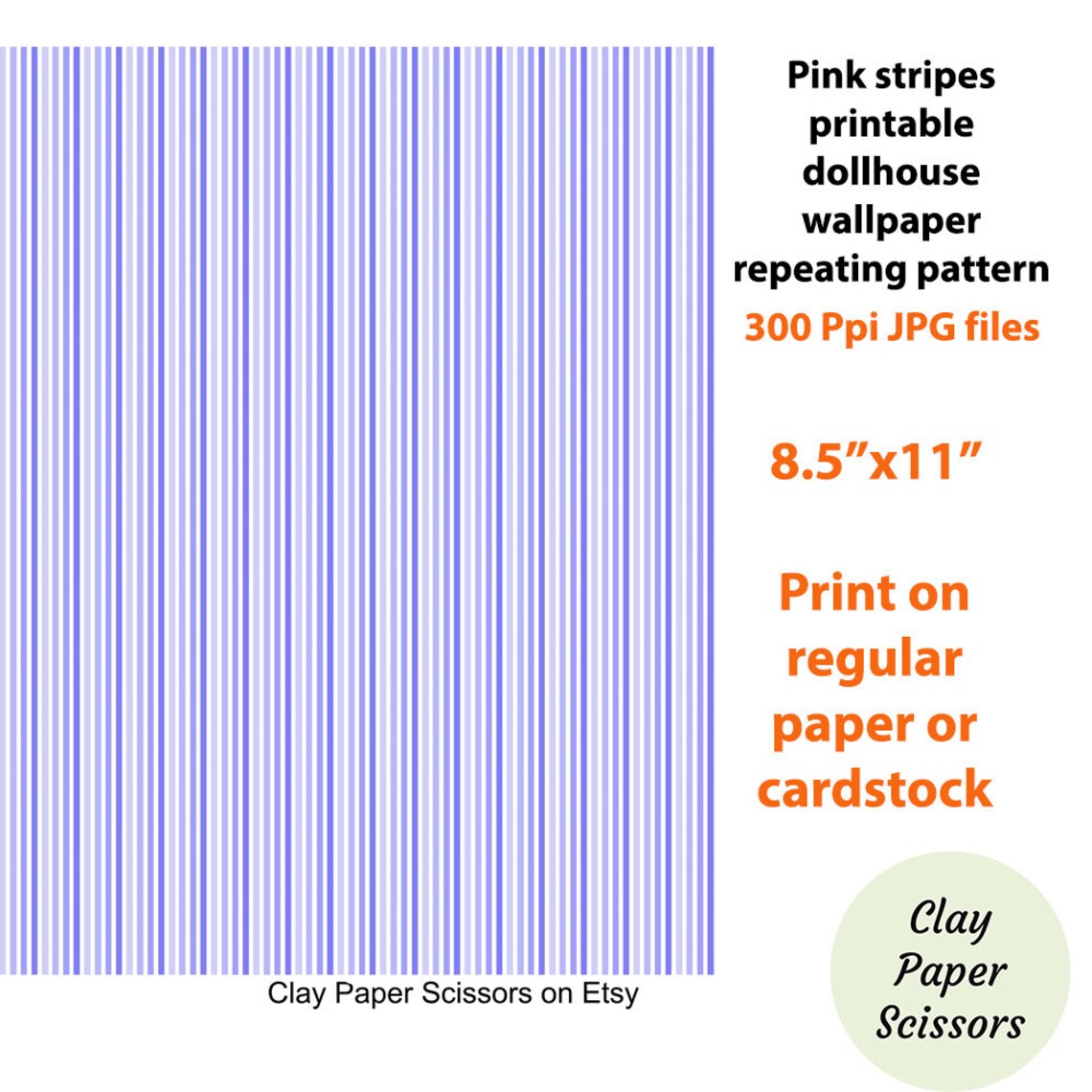 Blue Stripes Design Printable Paper for Dollhouse Wallpaper or Junk ...