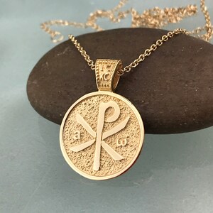 14k solid gold pendant chi rho pendant | Etsy