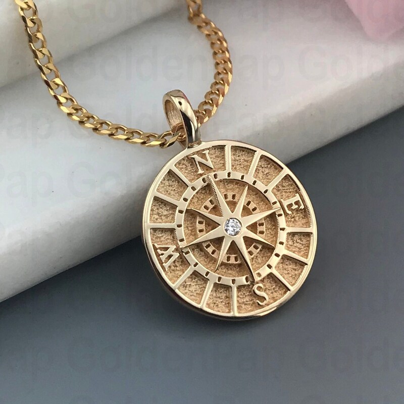 Gold Compass Pendant - Etsy