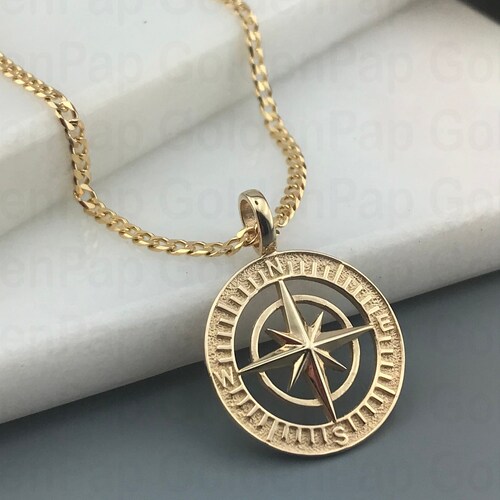 Mens Compass Necklace Silver Mens Necklace Small Compas | Etsy