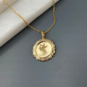 NEW 14k Solid Gold Peacock Pendant, Delicate Peacock Bird Charm ...