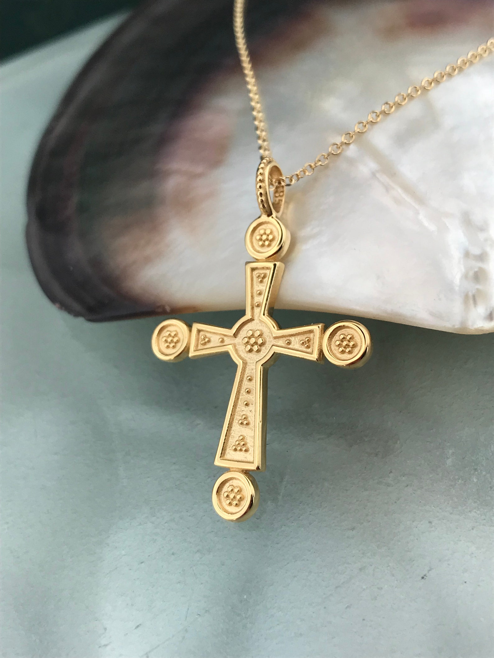 14k Solid Gold Cross Double Sided Cross - Etsy