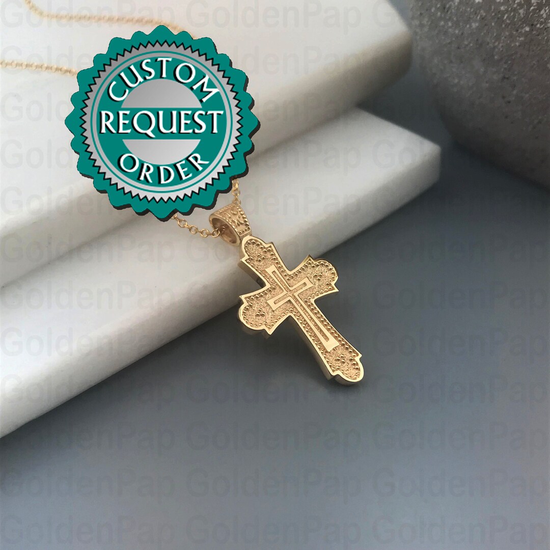 NEW CUSTOM 14k Solid Gold Cross With the Virgin Mary, Double Sided ...