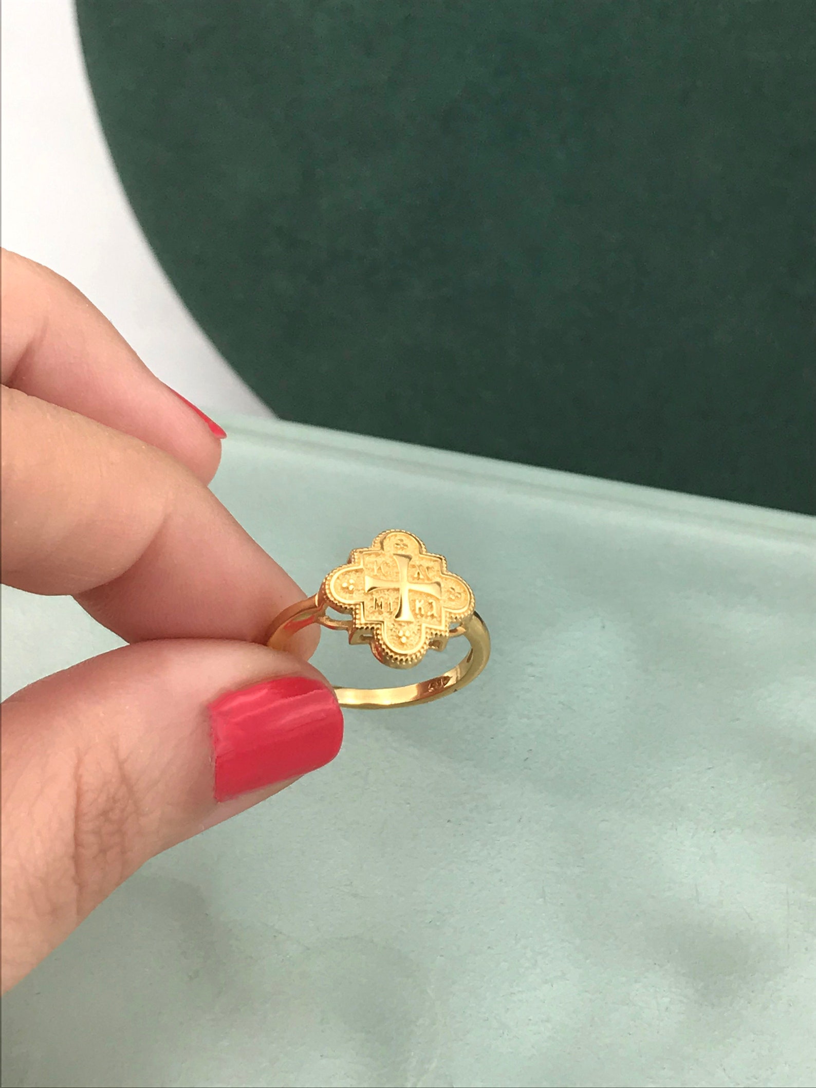 Solid Gold 14k Ring, Religious Ring - Etsy