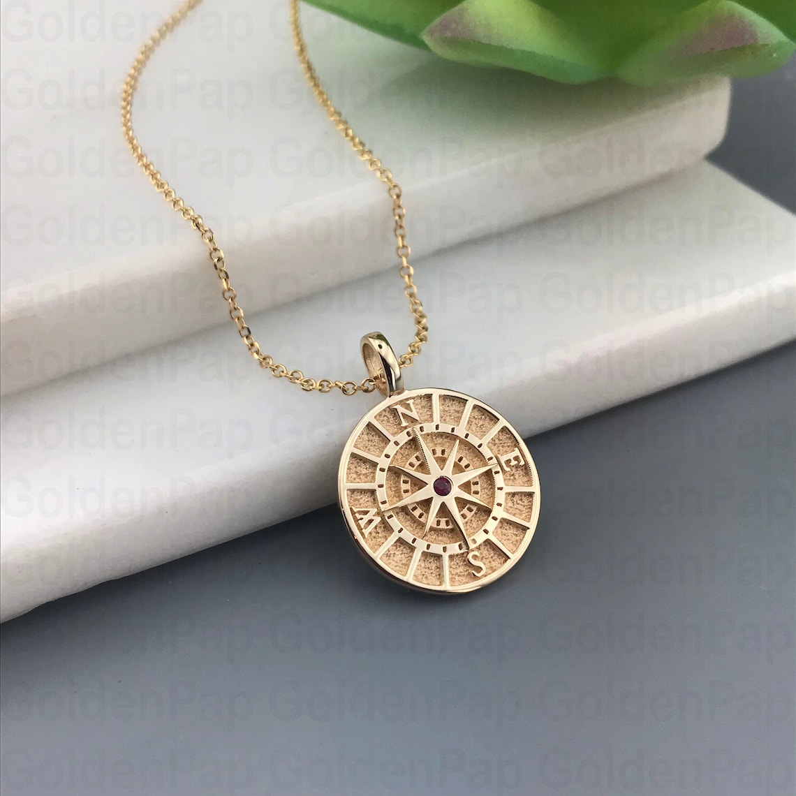 14k Solid Gold Pendant With Natural Ruby, Sapphire or Emerald, Gold ...