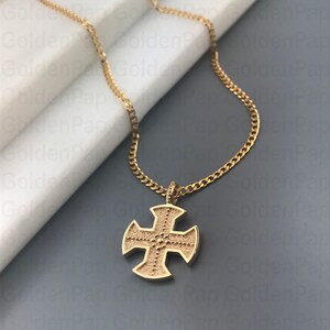 14k Solid Gold Cross, Double Sided Gold Cross - Etsy