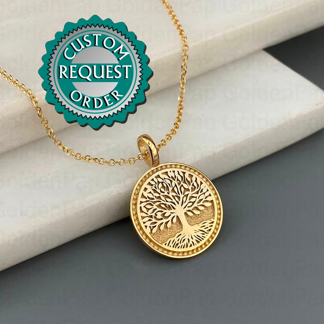 CUSTOM 14k Solid Gold Pendant With the Tree of Life, Tree of Life ...