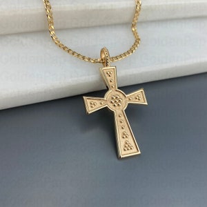 14k Solid Gold Cross, Double Sided Cross for Men and Women - Etsy