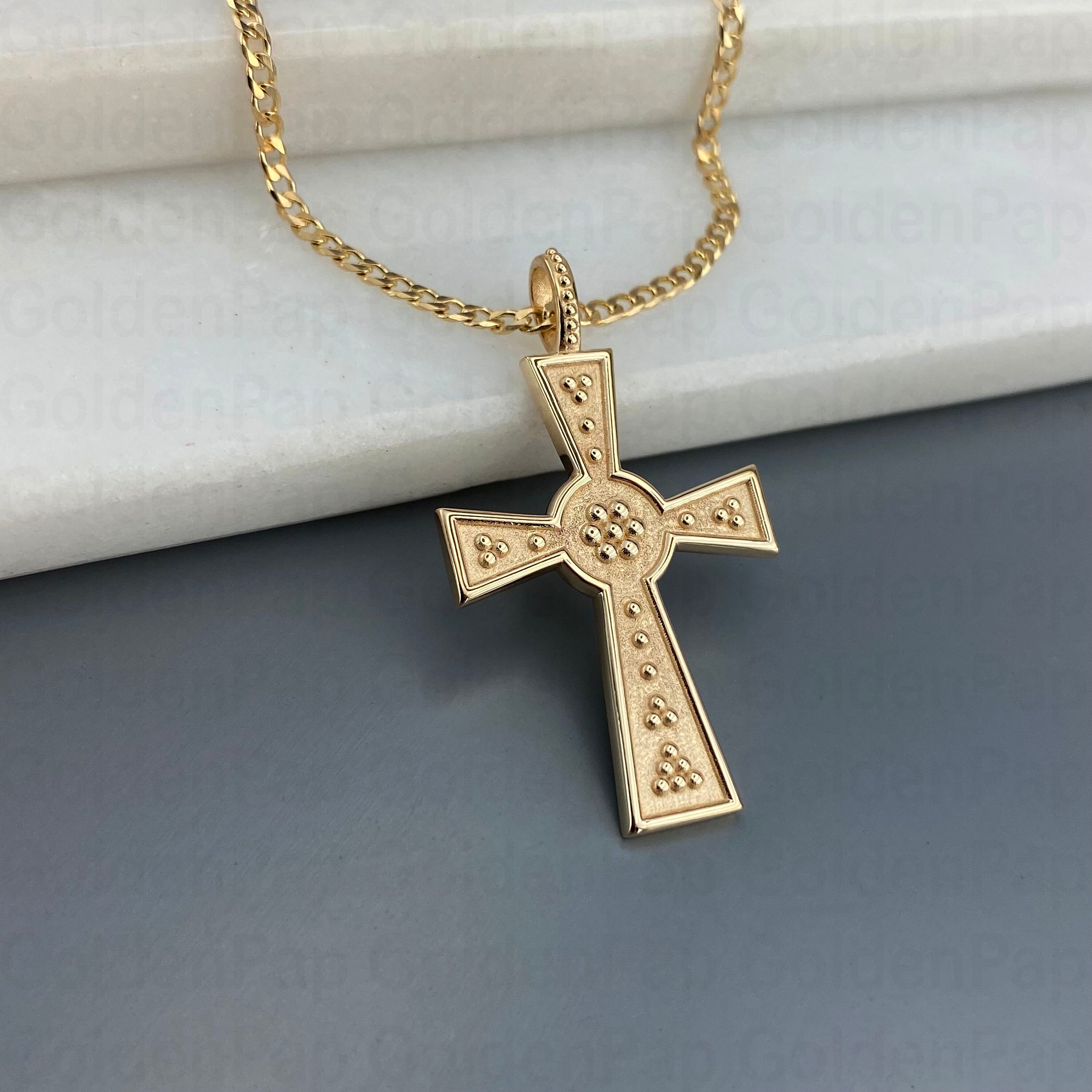 14k Solid Gold Cross, Double Sided Cross for Men and Women - Etsy