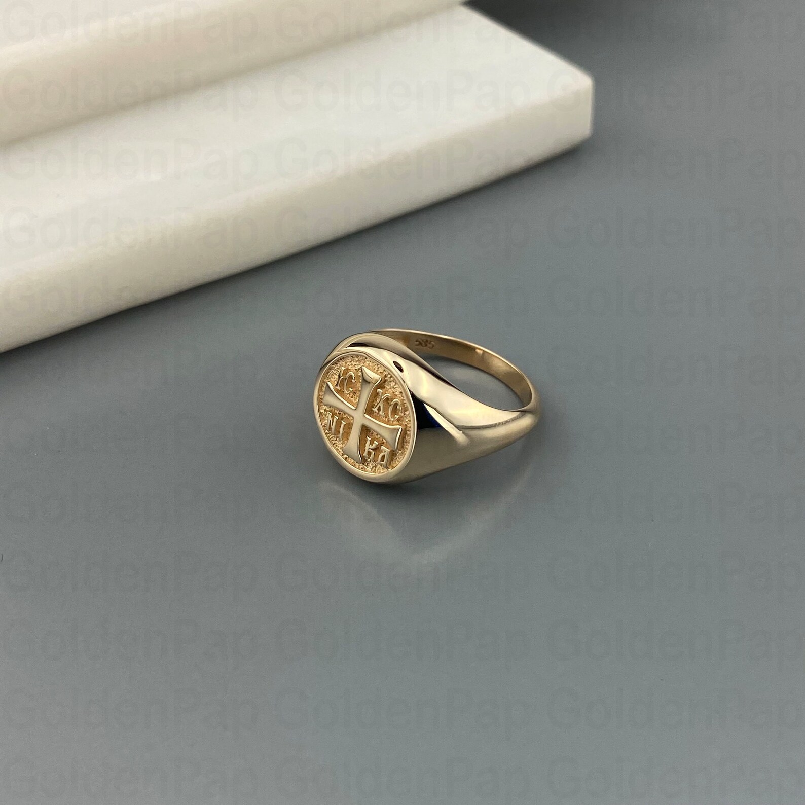 Solid Gold 14k Ring With IC XC NIKA, Religious Ring for Women and Men ...
