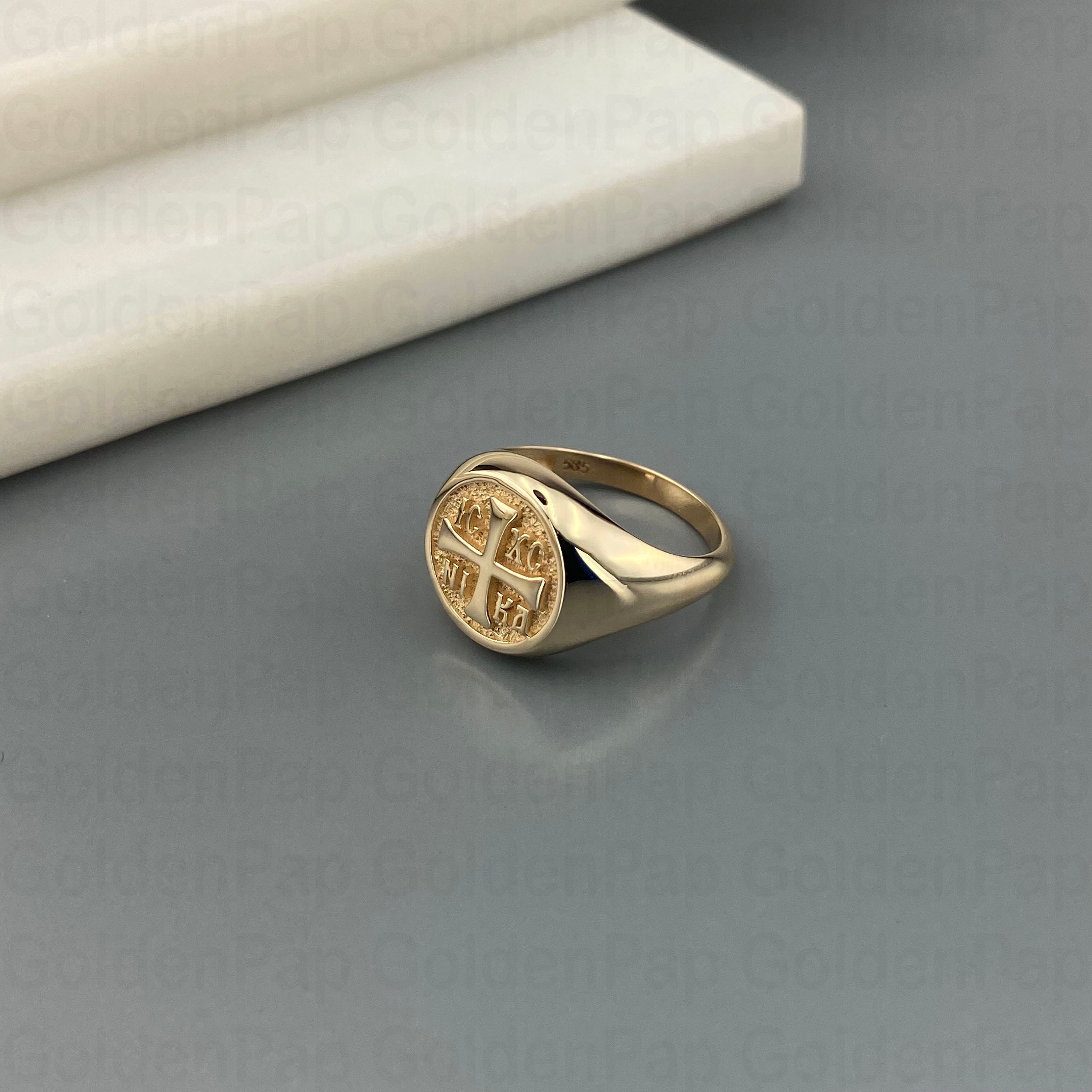 Solid Gold 14k Ring With IC XC NIKA, Religious Ring for Women and Men ...