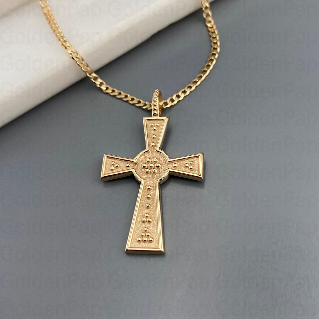 14k / 9k Solid Gold Cross, Double Sided Cross for Men and Women - Etsy