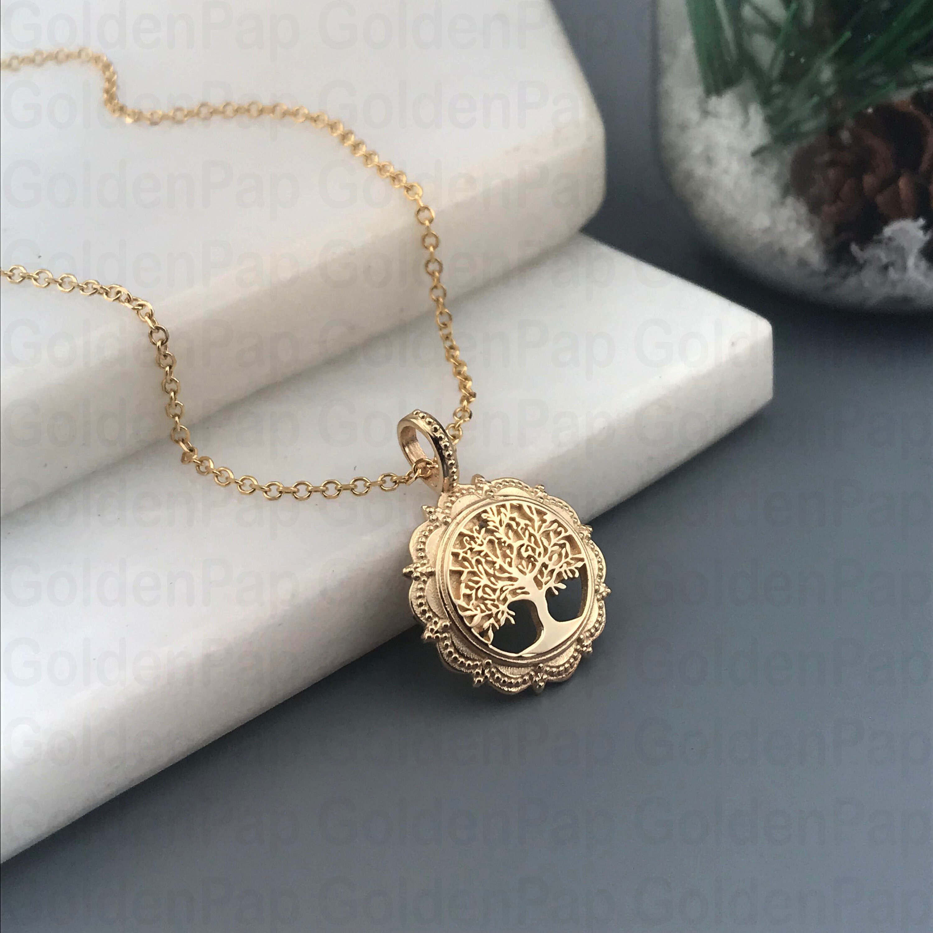 NEW 14K Solid Gold Pendant, Tree of Life Pendant - Etsy