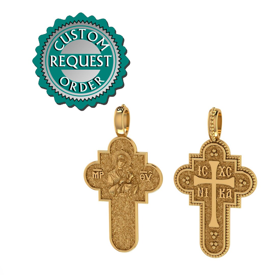 CUSTOM 14k Solid Gold Cross, Double Sided Cross for Women and Men ...