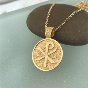 14k solid gold pendant chi rho pendant | Etsy