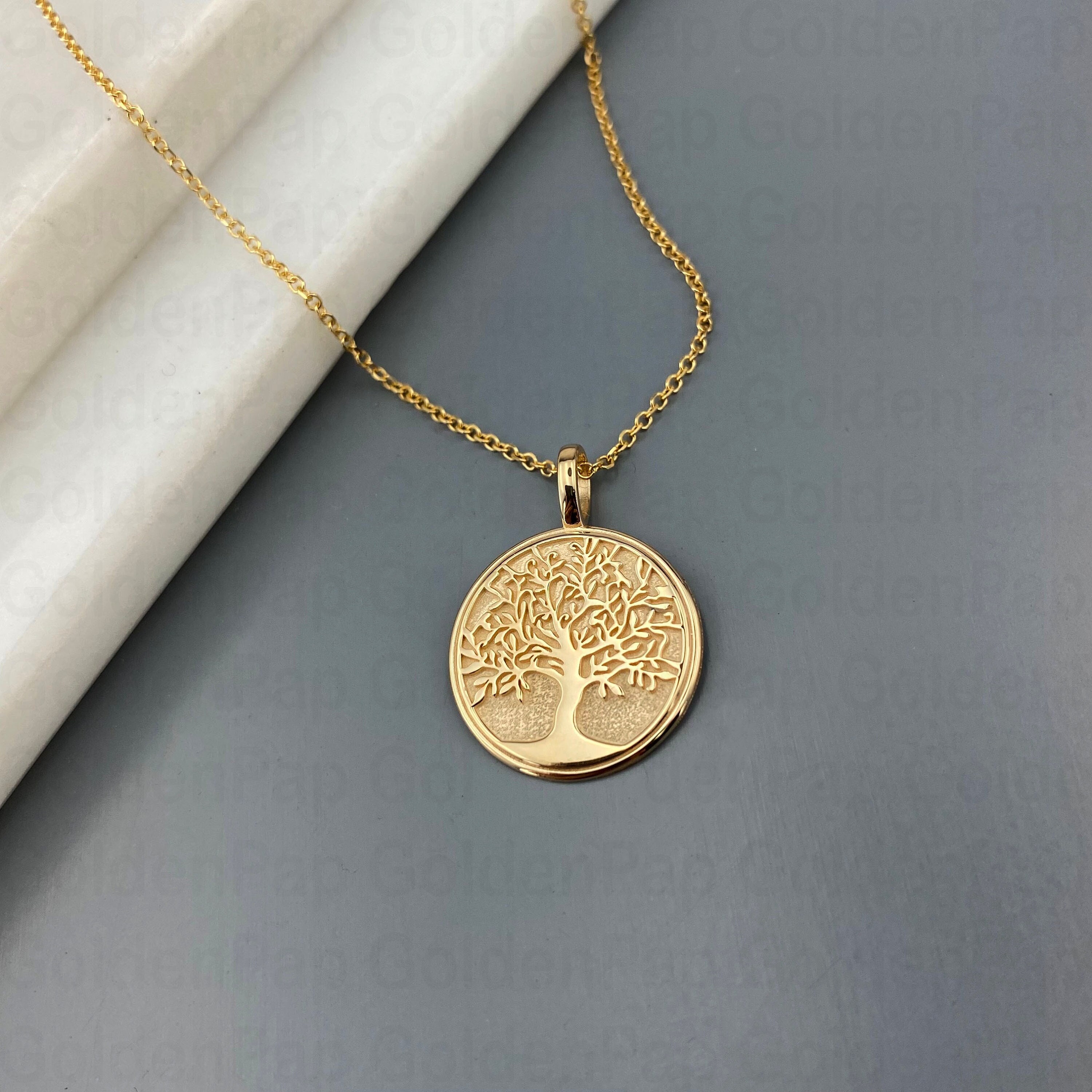 14K Solid Gold Pendant, Tree of Life Pendant - Etsy
