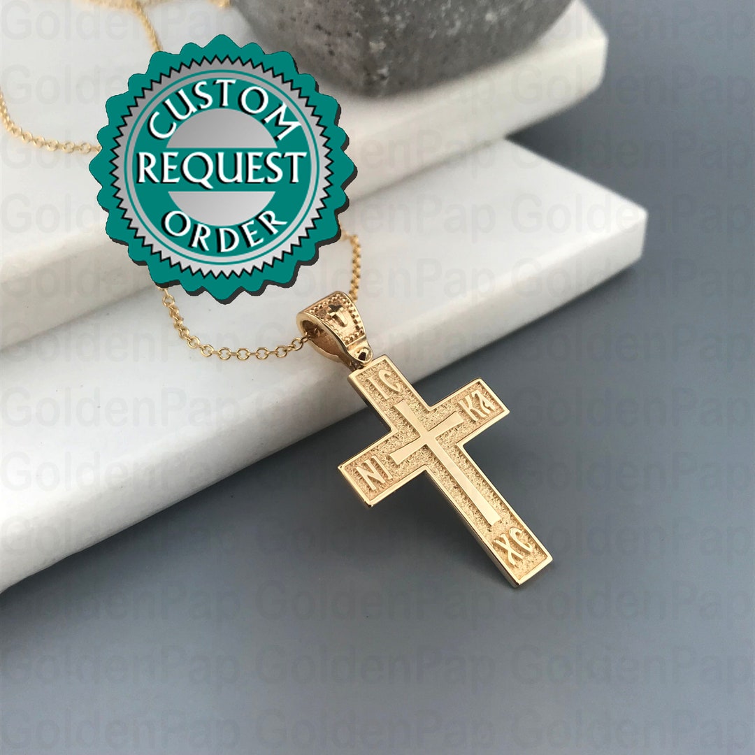 CUSTOM 18k Solid Gold Cross With Chain 14k Solid Gold - Etsy