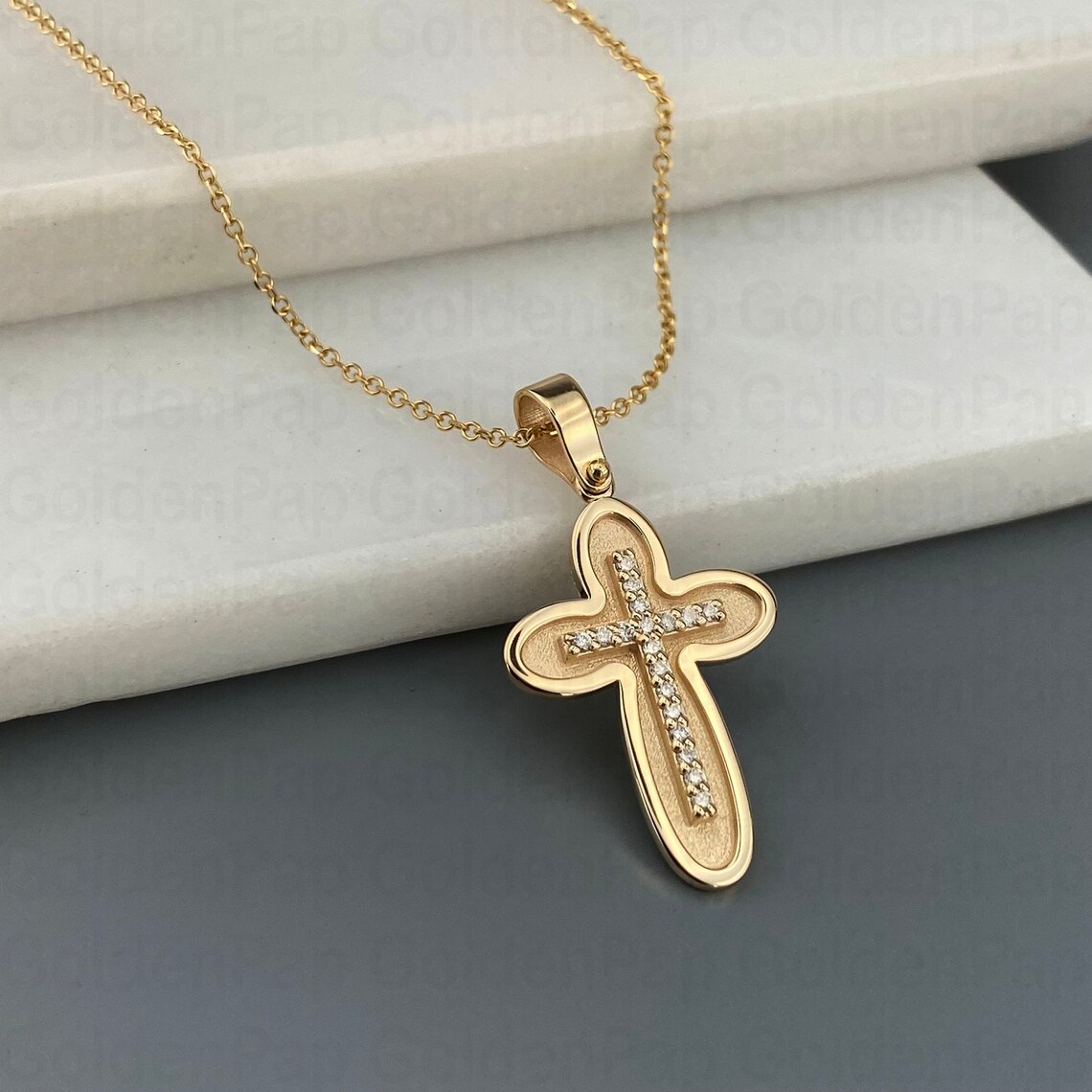 14k Solid Gold Cross With Diamonds - Etsy