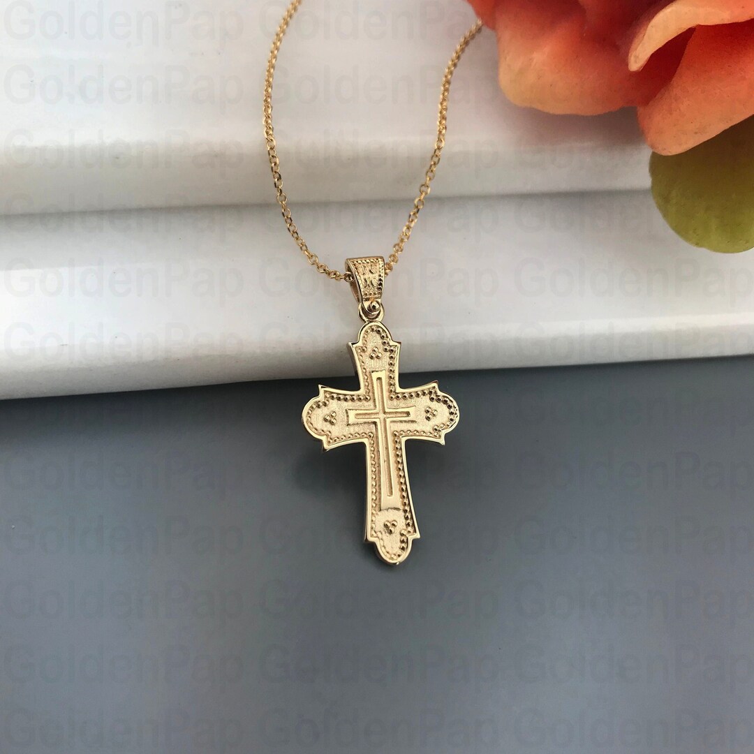 14k Solid Gold Cross, Cross for Women and Men, Personalization Cross - Etsy