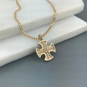 14k Solid Gold Cross, Double Sided Gold Cross - Etsy