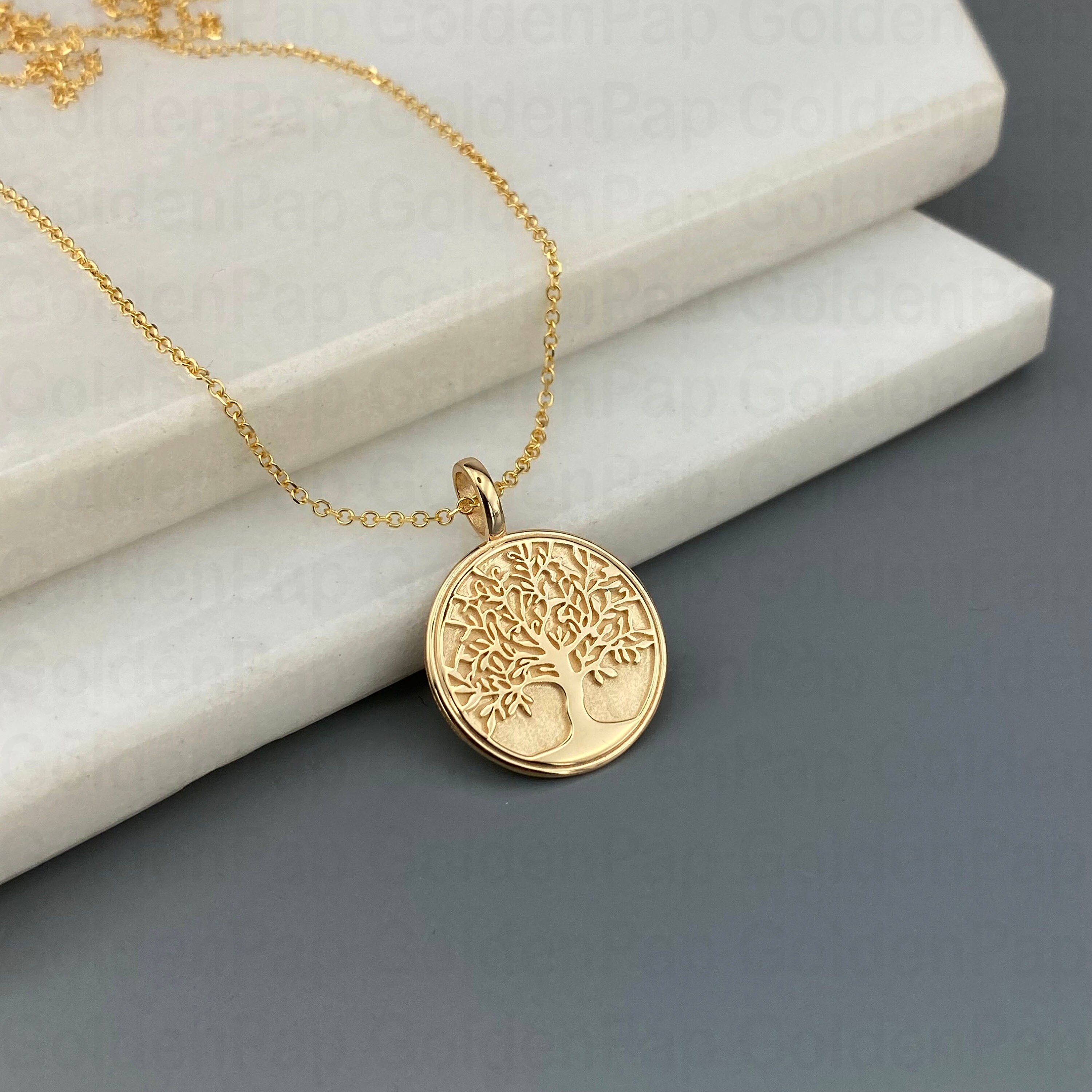 14K Solid Gold Pendant, Tree of Life Pendant - Etsy