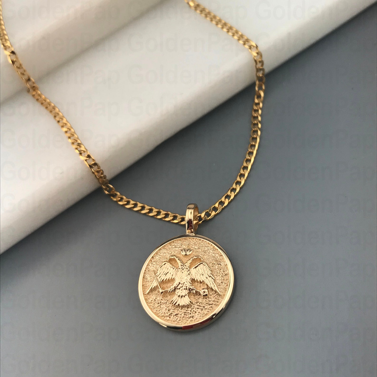NEW 14k / 9k Solid Gold Pendant With Eagle, Diameter 1.8cm - Etsy