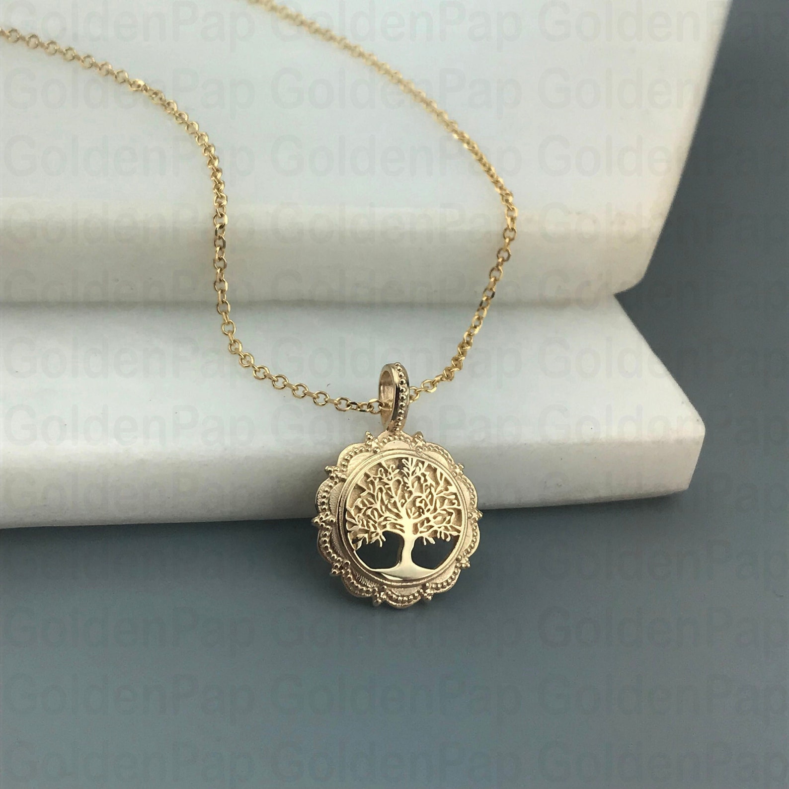 NEW 14K Solid Gold Pendant, Tree of Life Pendant - Etsy