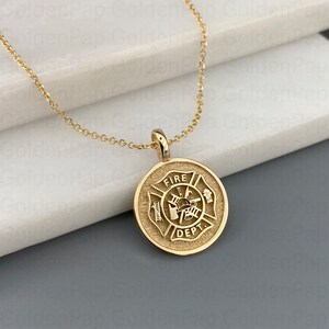 14k Solid Gold Pendant, Pesronalized Pendant, Pendant for Firefighter ...