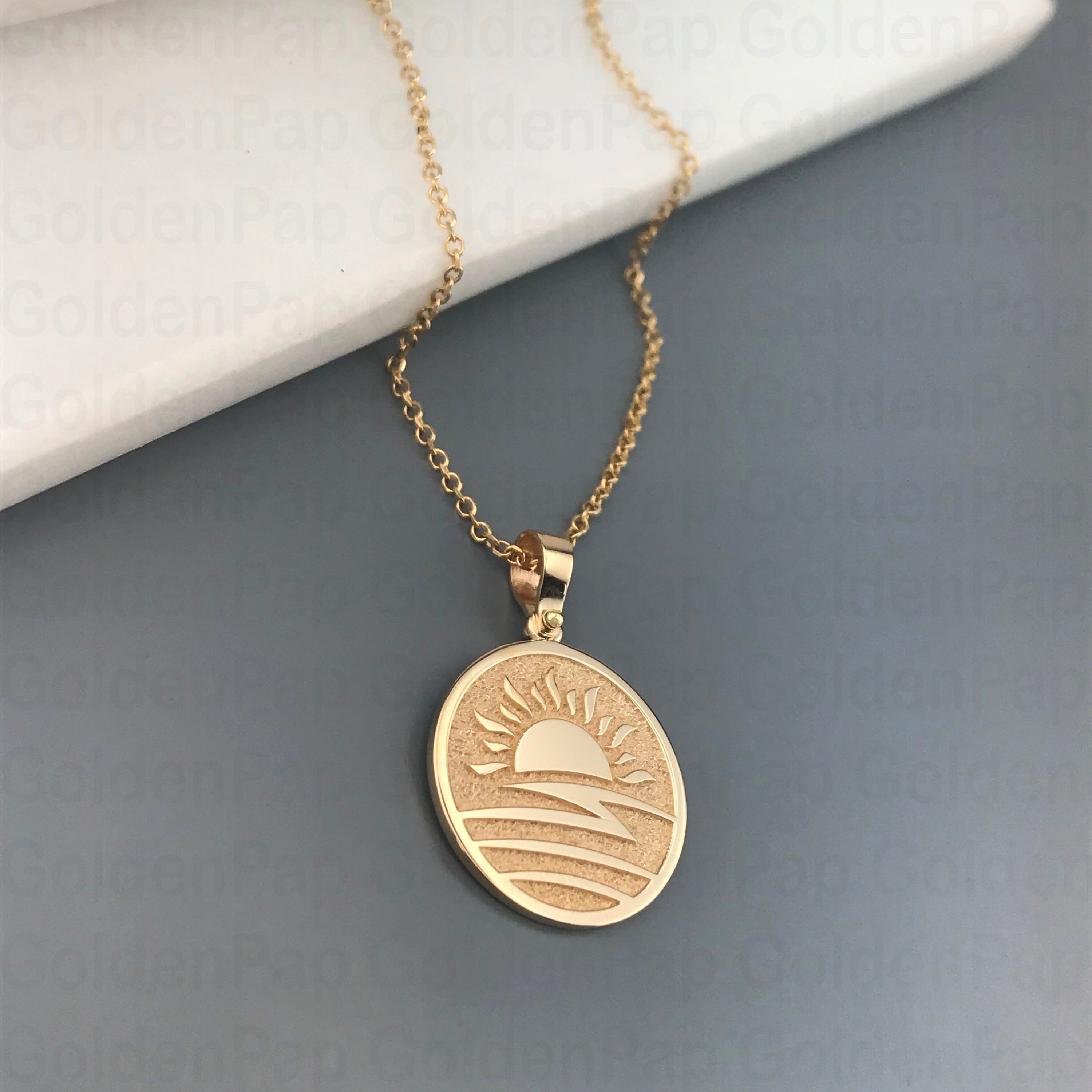 14k Solid Gold Pendant With Sun Personalization Pendant - Etsy