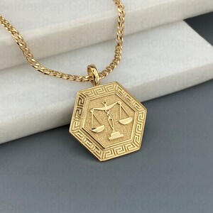 14k Solid Gold Libra Pendant, Libra Jewels, Scale of Justice Necklace ...