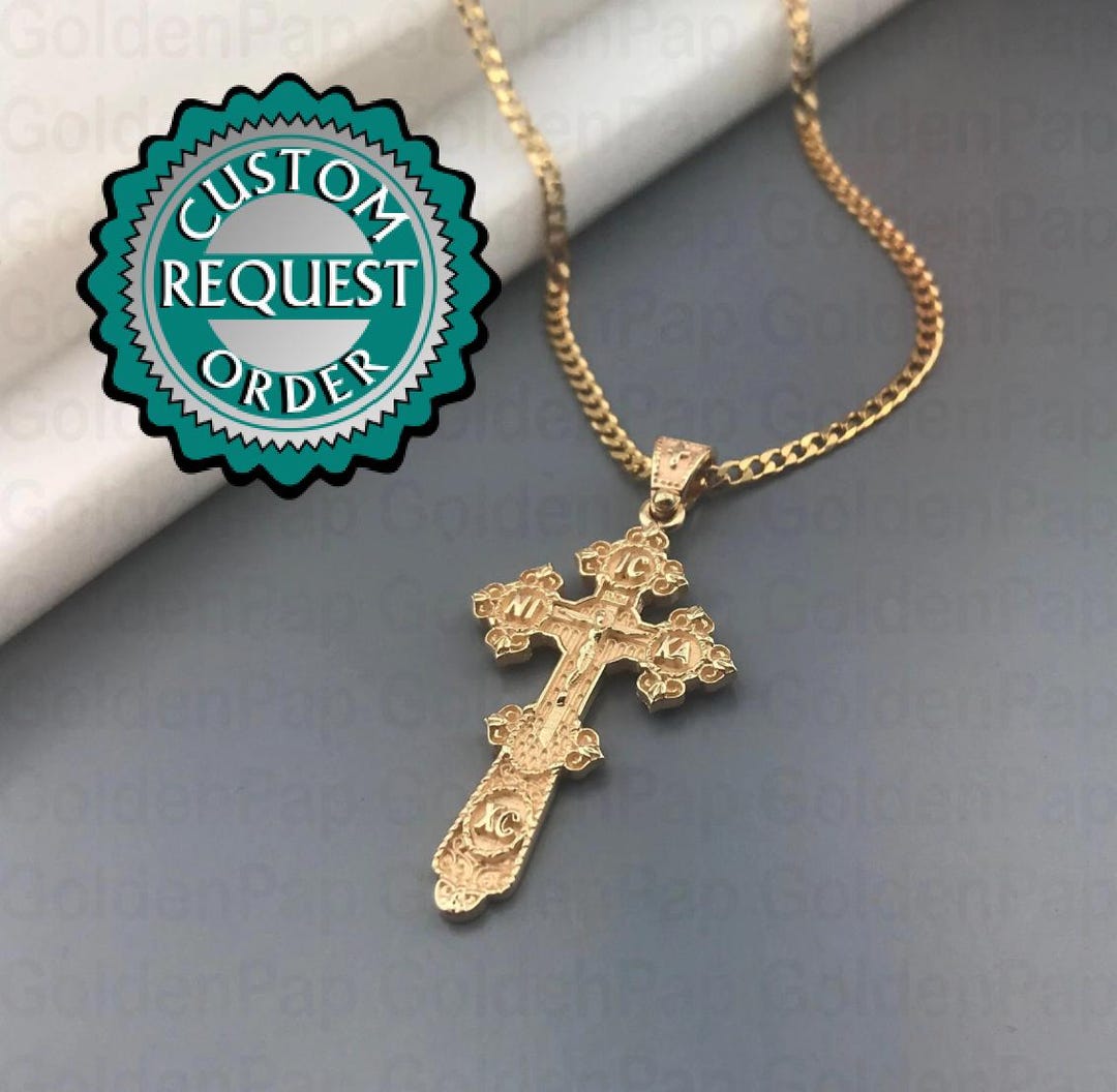 CUSTOM 14k Solid Gold Cross With the Crucified, Personalized Gold Cross ...