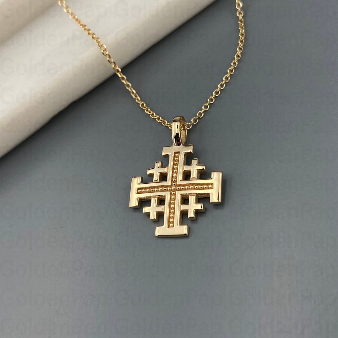14k Solid Gold Pendant, Jerusalem Pendant, Religious Pendant for Men ...