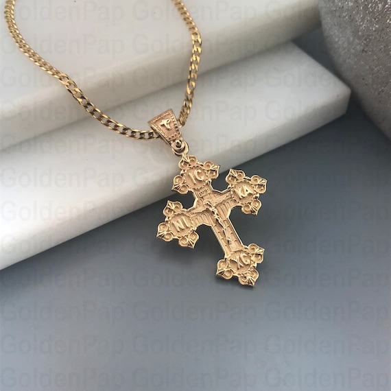 14k Solid Gold Cross With Jesus Christ Gold Cross With the | Etsy