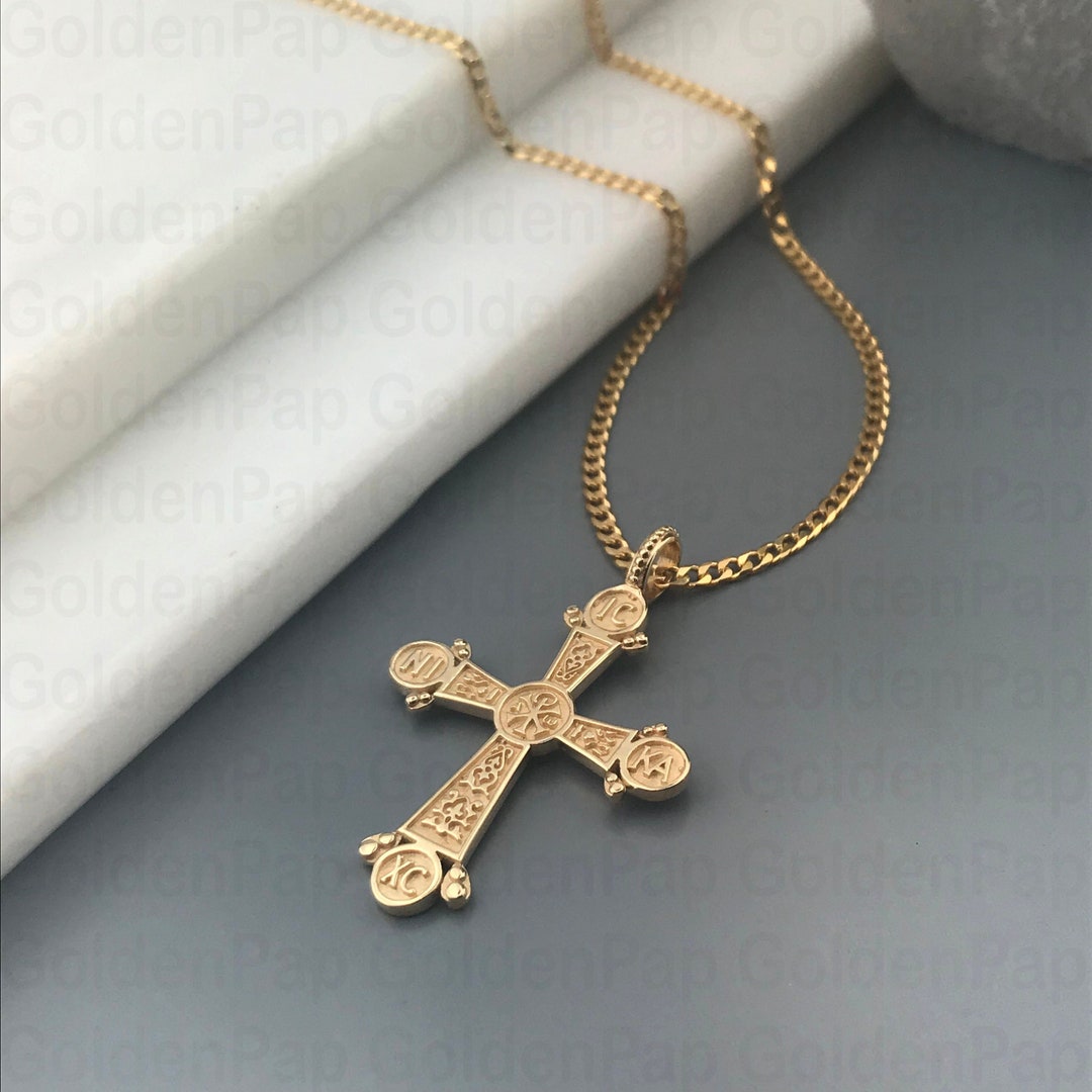14k / 9k Solid Gold Cross, Double Sided Cross - Etsy