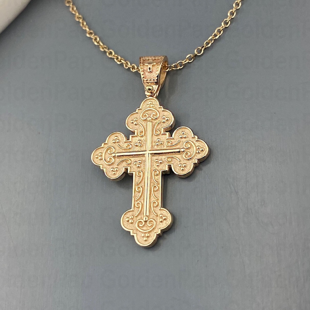 NEW 14k / 9k Solid Gold Cross, Double Sided Cross - Etsy